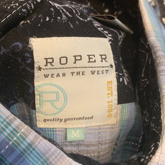 Roper | Tops | Vintage Toper Blue Plaid Western Shirt Rockabilly Pearl ...